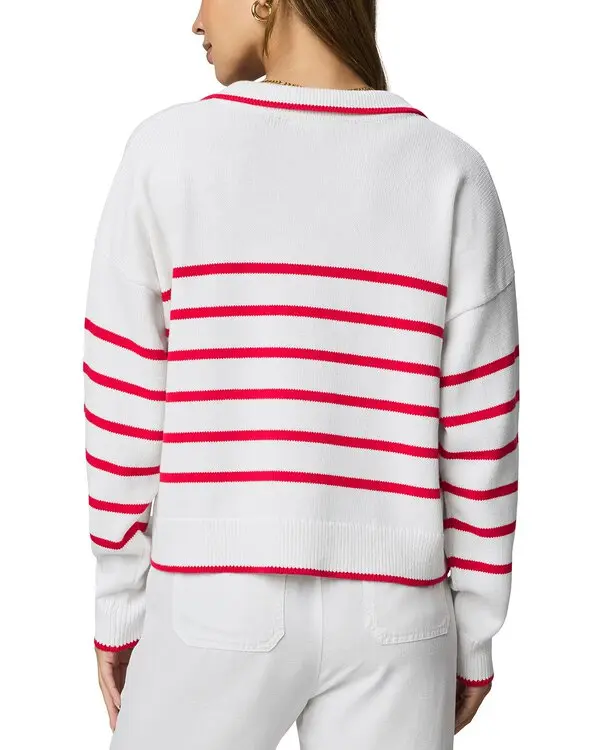 Splendid Arden Striped Polo Sweater - White/rouge