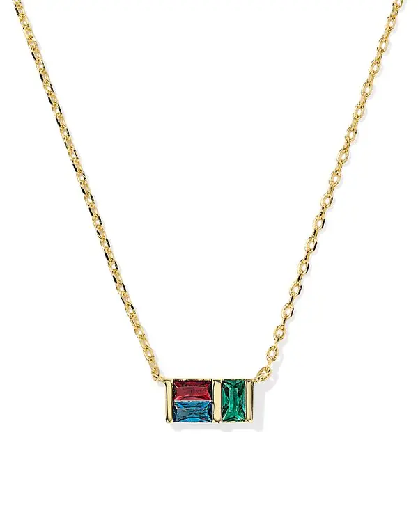 Kendra Scott Jamie Baguette Crystal Pendant Necklace - Multi/gold
