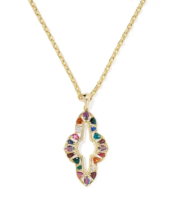 Kendra Scott Abbie Stone Open Frame Pendant Necklace - Multi/gold