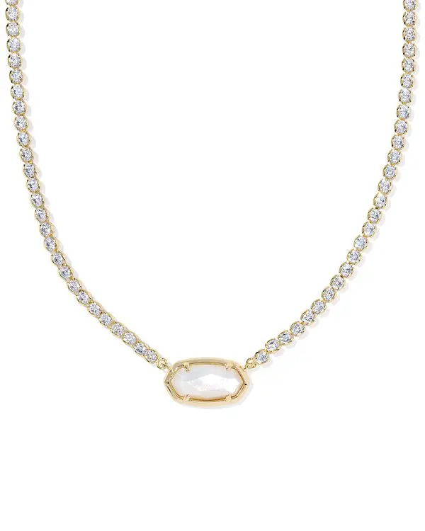 Kendra Scott Elisa Cubic Zirconia & Mother Of Pearl Tennis Necklace - Gold