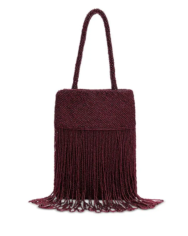 REFORMATION Valentina Mini Beaded Shoulder Bag - Burgundy
