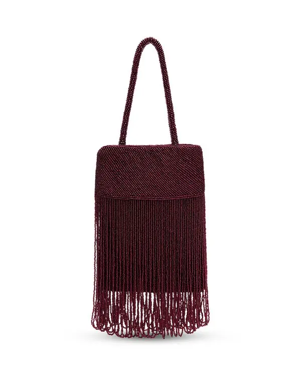 REFORMATION Valentina Mini Beaded Shoulder Bag - Burgundy