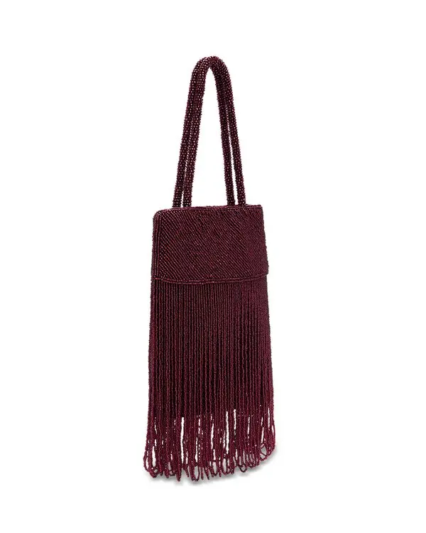 REFORMATION Valentina Mini Beaded Shoulder Bag - Burgundy
