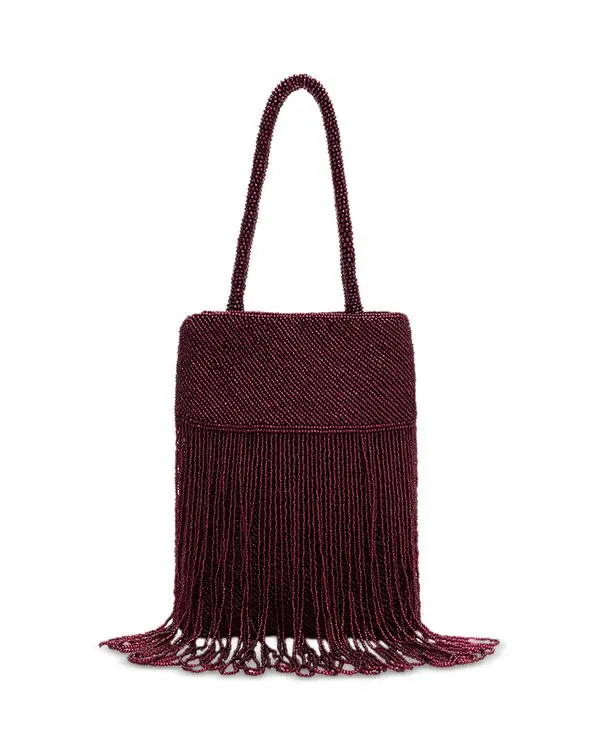 REFORMATION Valentina Mini Beaded Shoulder Bag - Burgundy