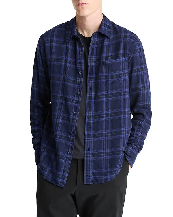 Vince Big Horn Plaid Separate Placket Classic Fit Button Down Shirt