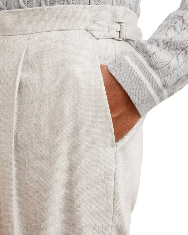 REISS Textured Side Adjuster Trousers - Soft Grey