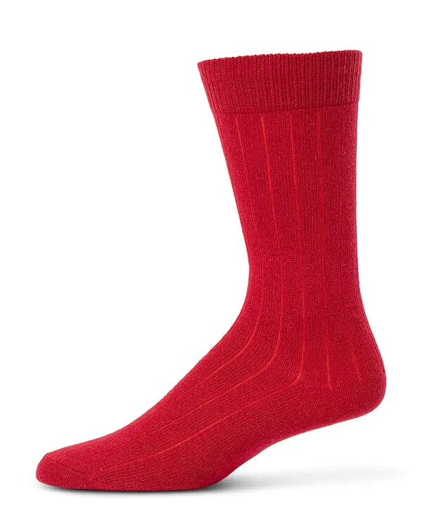 Bloomingdale'S Cashmere Blend Ribbed Crew Socks - Fire Red