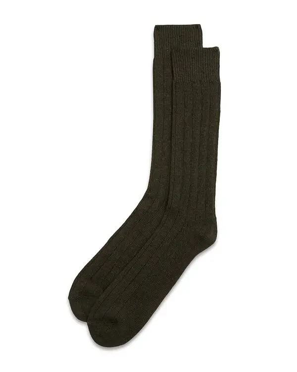 Bloomingdale'S Cashmere Blend Ribbed Crew Socks - Medium Green