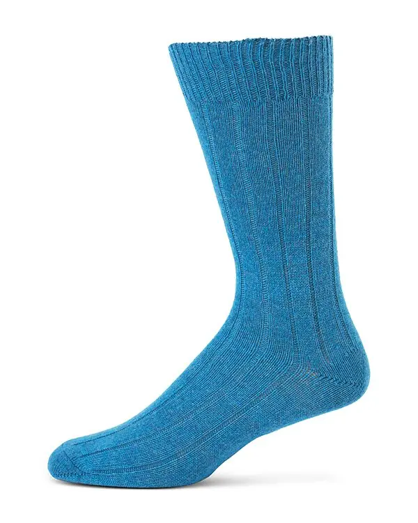 Bloomingdale'S Cashmere Blend Ribbed Crew Socks - Teal