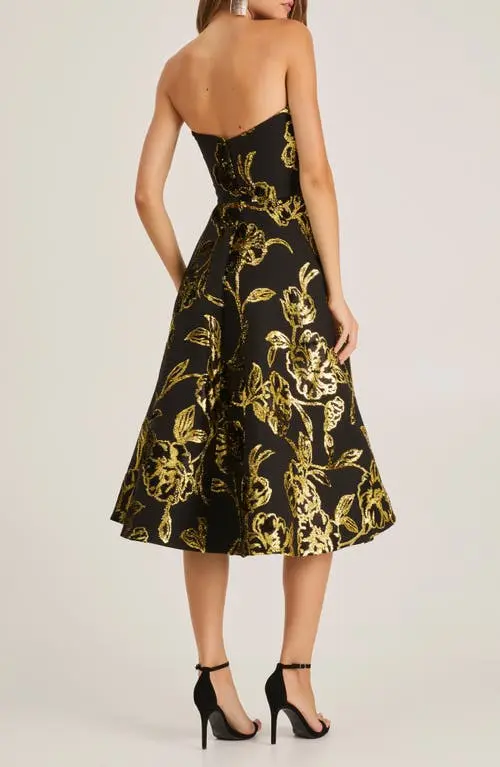 gold fit and flare cocktail dress ROSE GOLD FLORAL MOTIF SEQUIN FIT & FLARE DRESS BY LADIVINE CC3700 – Bridal  Hive main image 1