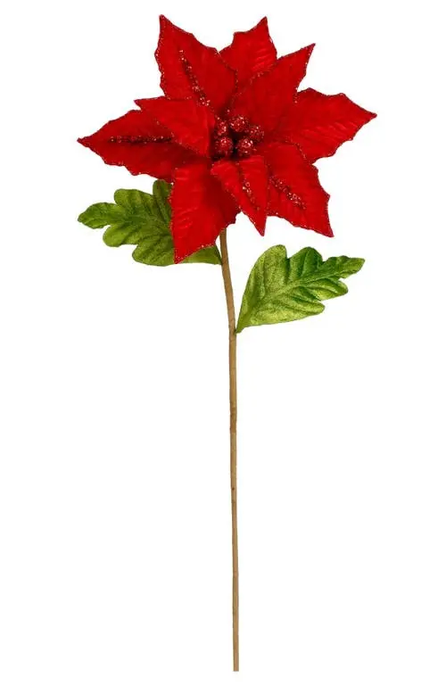 MARK ROBERTS Velvet Poinsettia Pick - Red