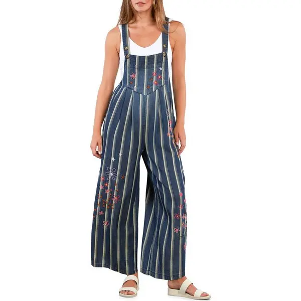 BILLY T In Full Bloom Overalls - Indigo Cabana Str