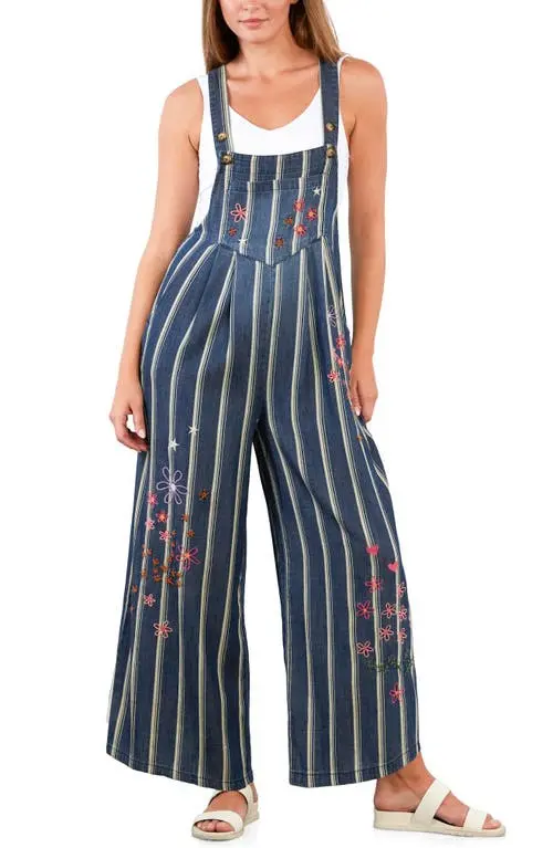 BILLY T In Full Bloom Overalls - Indigo Cabana Str
