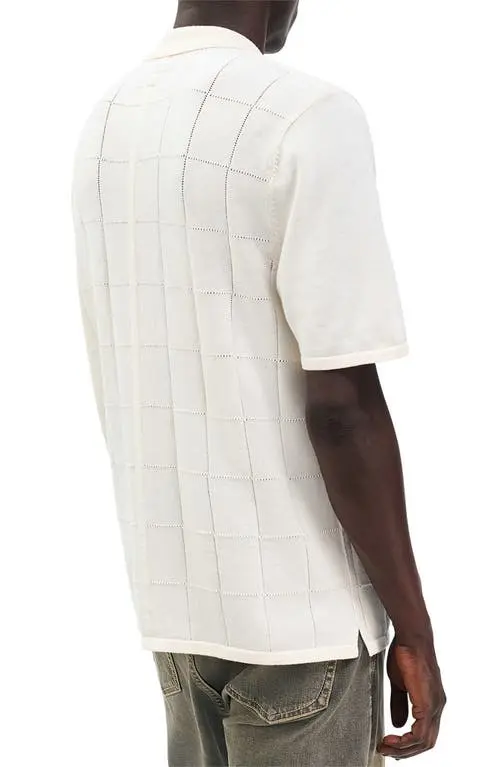 Rag & Bone Dalton Wool Blend Short Sleeve Knit Button-up Shirt