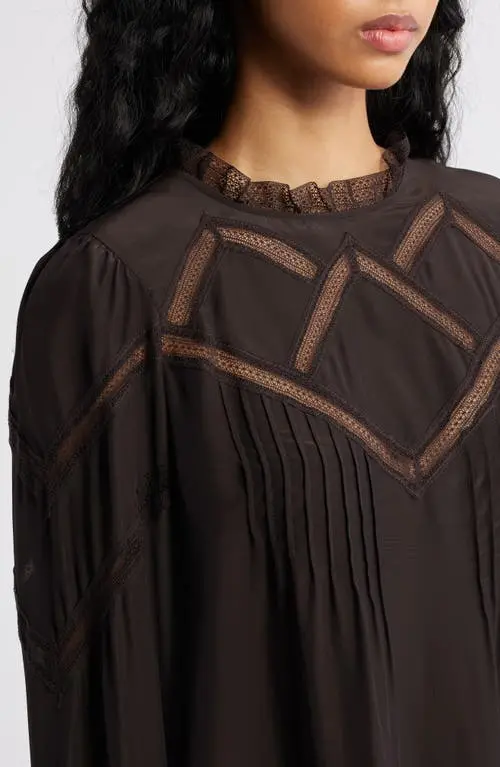 Madewell Lace Insert Mock Neck Long Sleeve Top