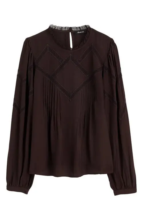 Madewell Lace Insert Mock Neck Long Sleeve Top