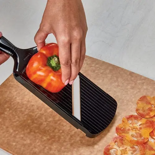 KYOCERA Advanced Ceramics Adjustable Mandoline Slicer W/ Handguard