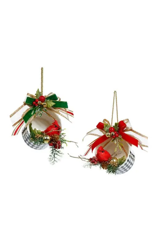 MARK ROBERTS Harlequin Cups Ornament - Red