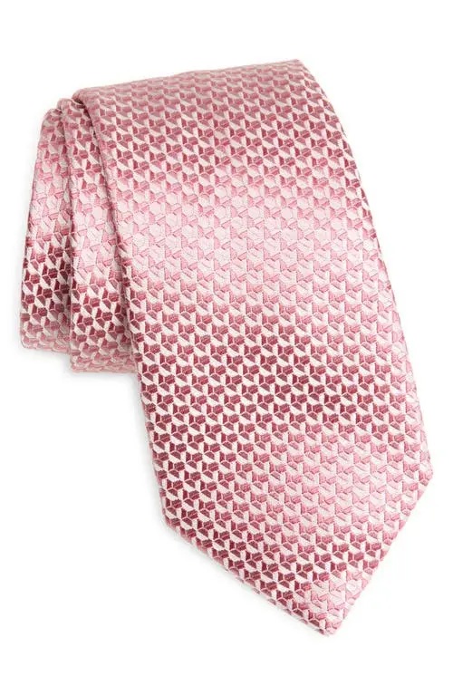 Canali Geometric Silk Neck Tie - Pink