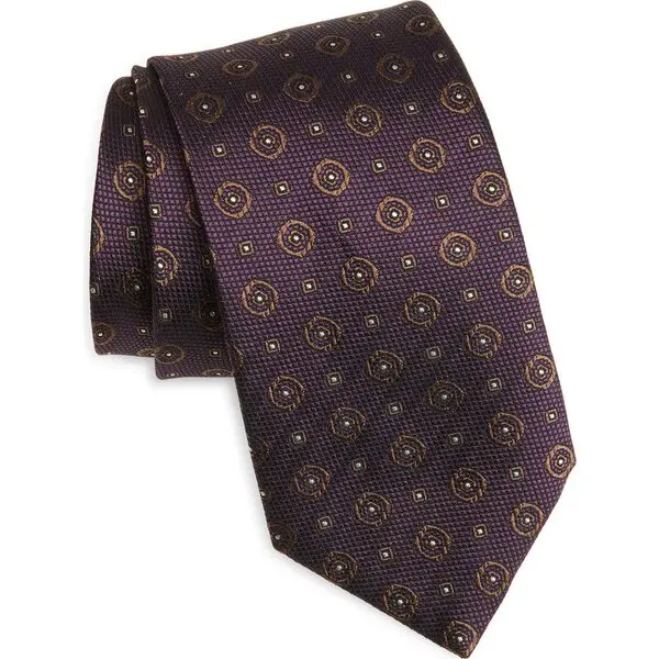 Canali Medallion Silk Neck Tie - Dark Red