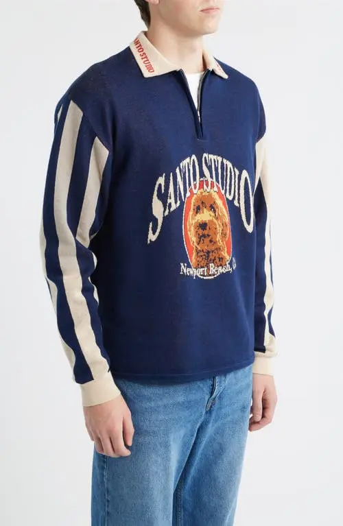 SANTO STUDIO Maple Country Club Jacquard Polo Sweater