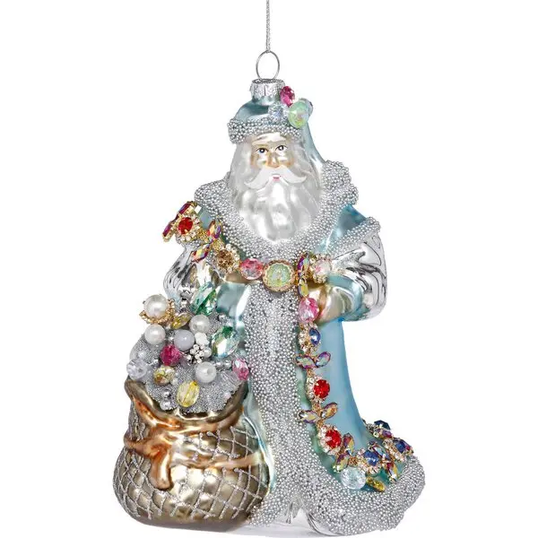 MARK ROBERTS Night Before Christmas Santa Ornament - Light Blue