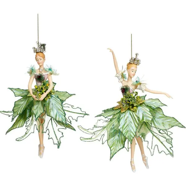 MARK ROBERTS Ballerina Ornament, Green - Light Green