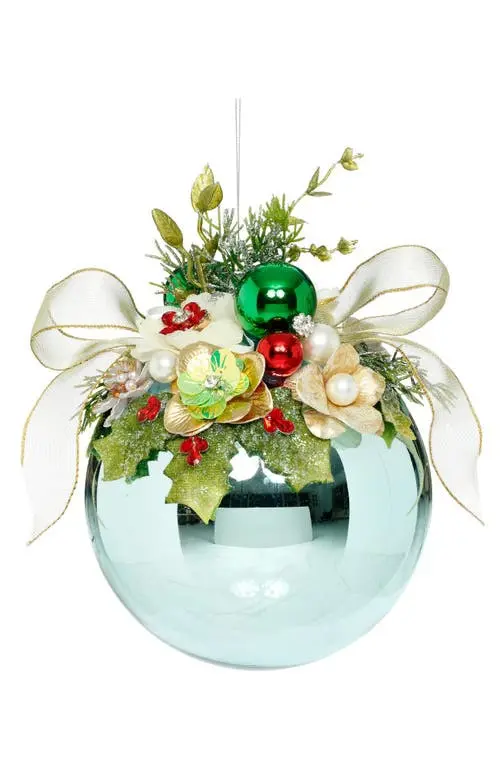 MARK ROBERTS Floral Jeweled Ornament, Shiny - Shiny Blue