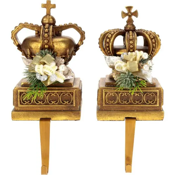 MARK ROBERTS Jeweled Crown Stocking Holder - Gold