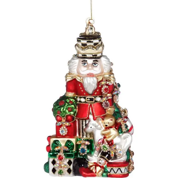 MARK ROBERTS Jeweled Nutcracker Ornament - Red