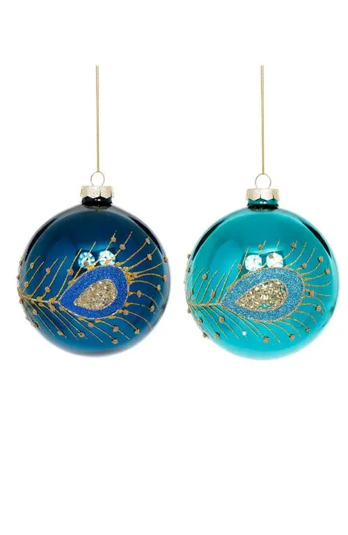 MARK ROBERTS Peacock Ball Ornament - Peacock Green