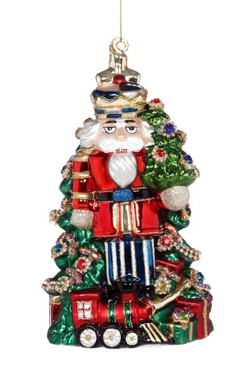 MARK ROBERTS Jeweled Nutcracker Ornament - Red