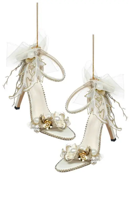 MARK ROBERTS Shoe With Diamond Strap Ornament - Ivory
