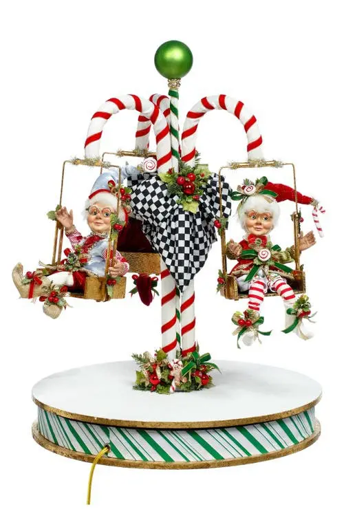 MARK ROBERTS Candycane Carousel With Elf
