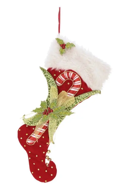 MARK ROBERTS Candy Cane Holly Stocking - Red