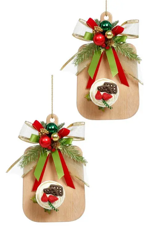 MARK ROBERTS Cutting Board With Sweets Ornament, Small - Red