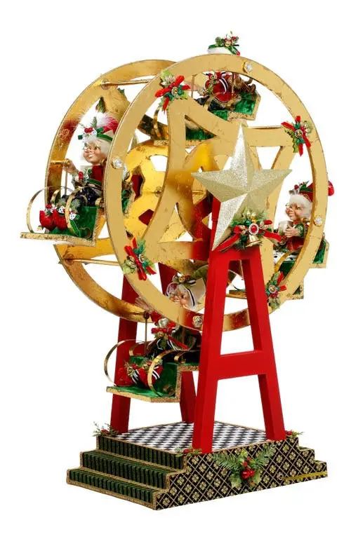 MARK ROBERTS North Pole Ferris Wheel With Elf - Gold