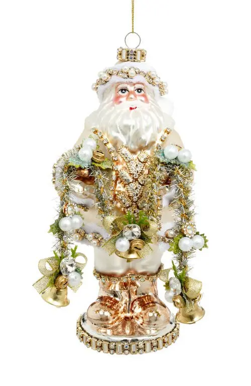 MARK ROBERTS Jeweled Santa Ornament - Gold