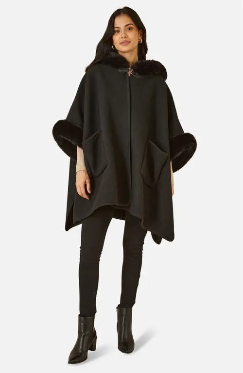 YUMI Hooded Cape Jacket - Black