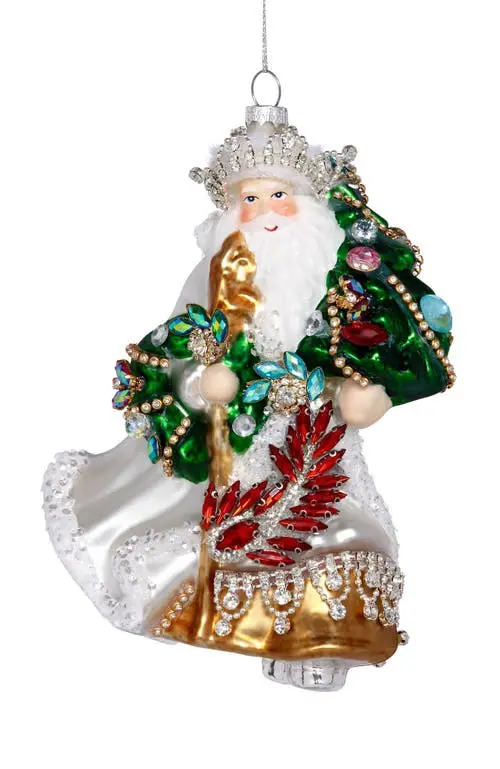 MARK ROBERTS Jewel And Gem Santa Ornament - White