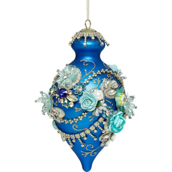 MARK ROBERTS Kings Jewel Fancy Finial Ornament - Bright Blue