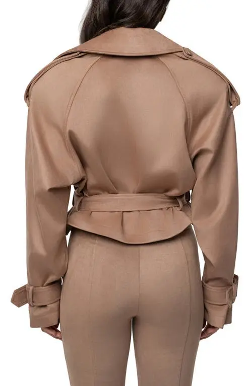 JLUXLABEL Latte Belted Crop Jacket