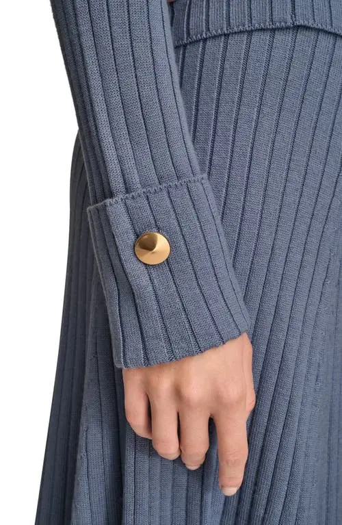 Donna Karan New York Button Detailed Ribbed Knit Sweater - Tempest