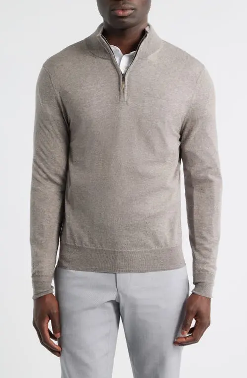 Canali Heathered Wool Quarter Zip Sweater