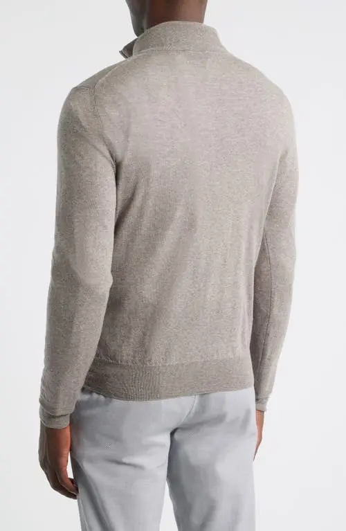 Canali Heathered Wool Quarter Zip Sweater