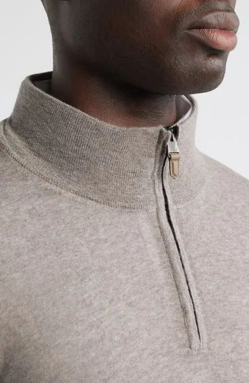 Canali Heathered Wool Quarter Zip Sweater