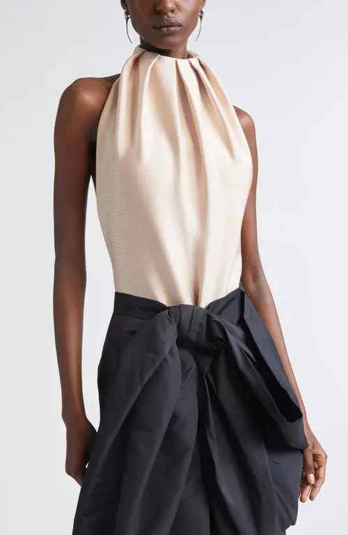Givenchy Pleated Silk & Wool Blend Halter Bodysuit