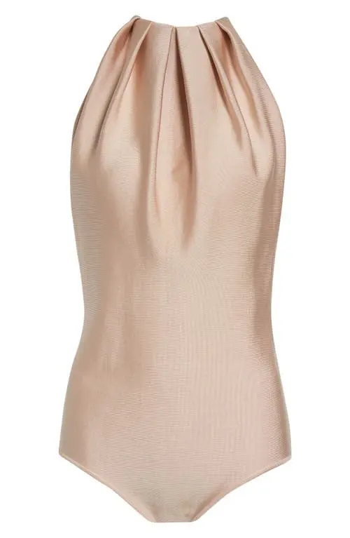 Givenchy Pleated Silk & Wool Blend Halter Bodysuit