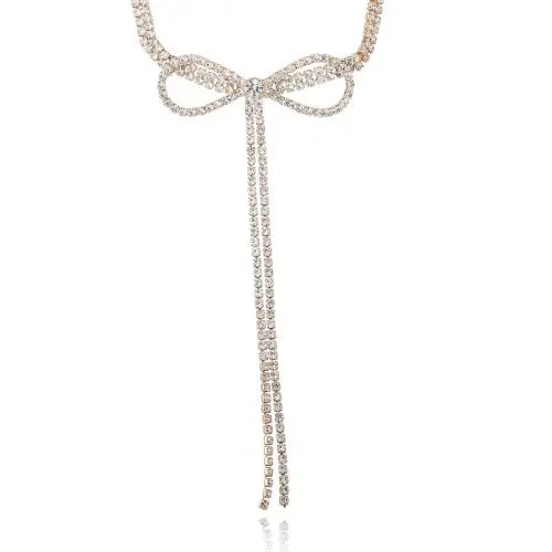 Bcbgmaxazria Crystal Bow Lariat Necklace - Gold