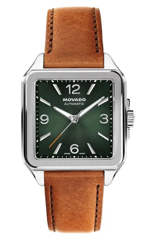 Movado The Heritage 1917 Leather Strap Watch - Green